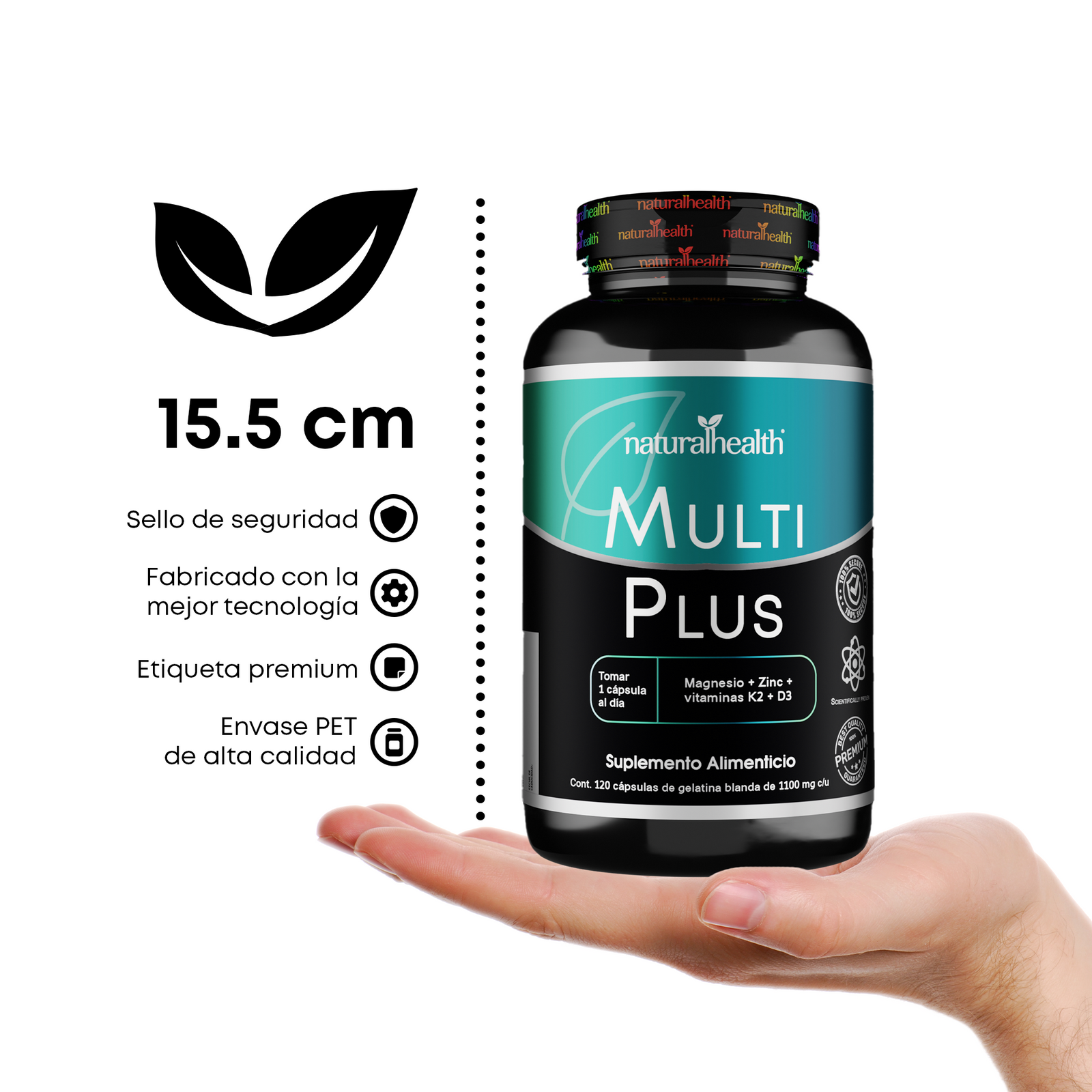 Multiplus | Multivitamínico con Magnesio, Zinc, Vitamina D3+K2 | 120 c